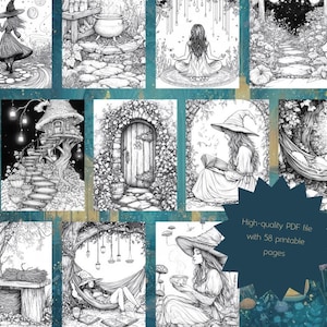 Witch Coloring Book PDF – 58 Page Printable Adult Coloring Book ...