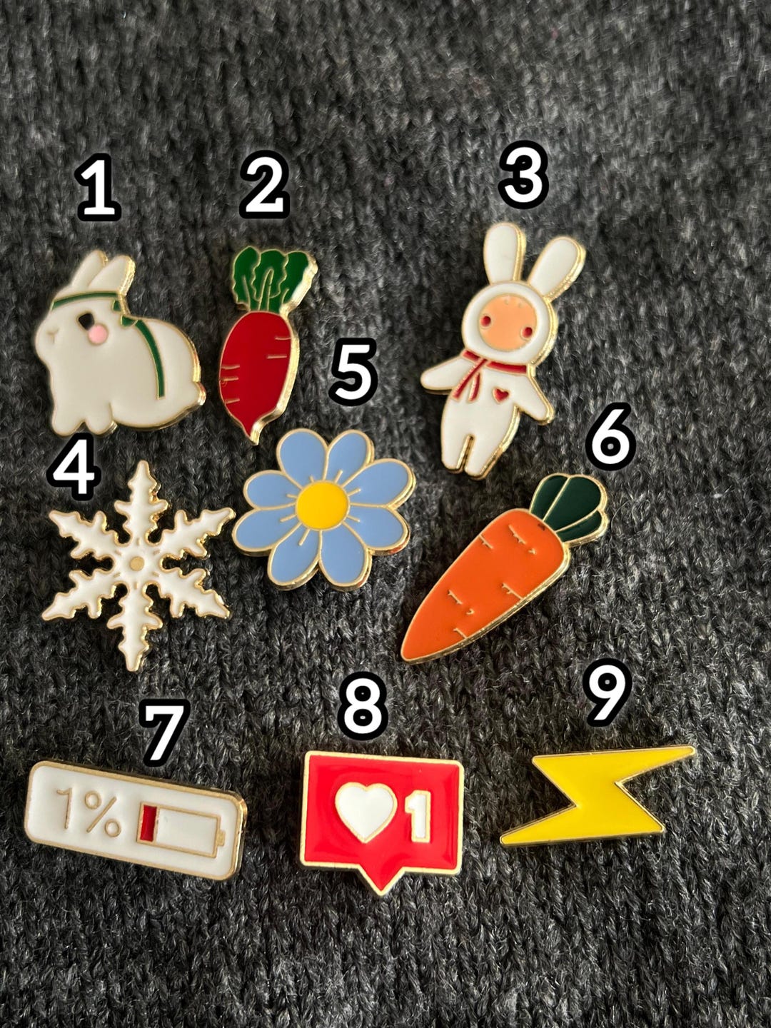Cute Enamel Pins Set Adorable Bunny Carrot Flower Snowflake Battery ...