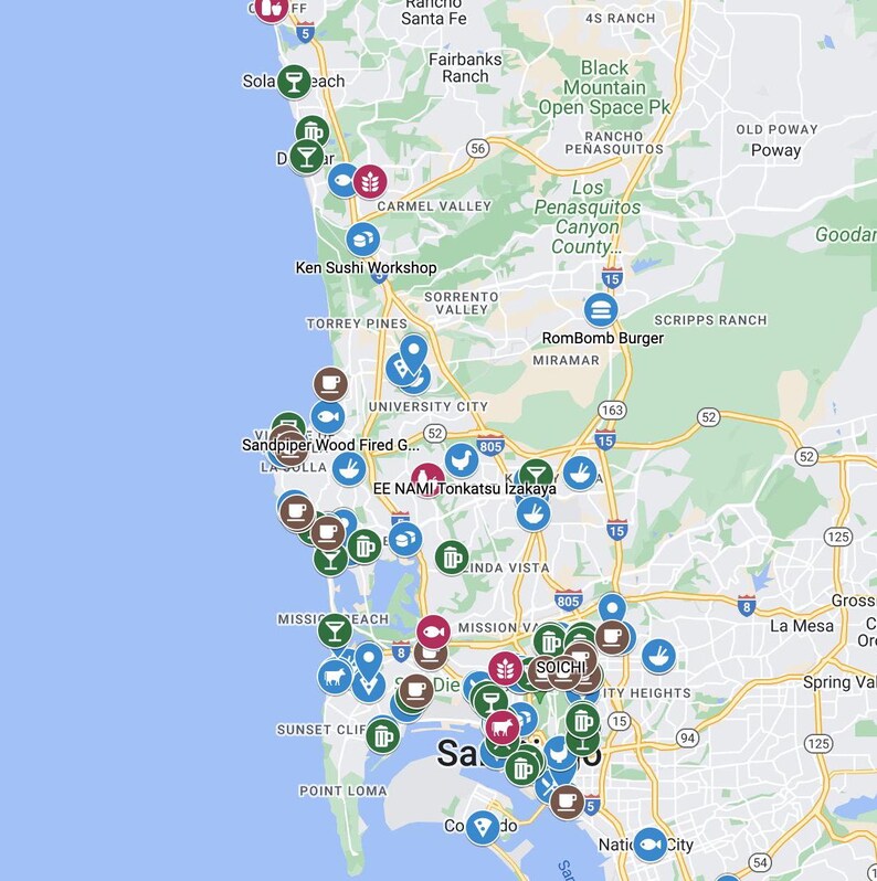 San Diego Food & Drink Map Skip the Tourist Traps, Eat Like a Local - Etsy