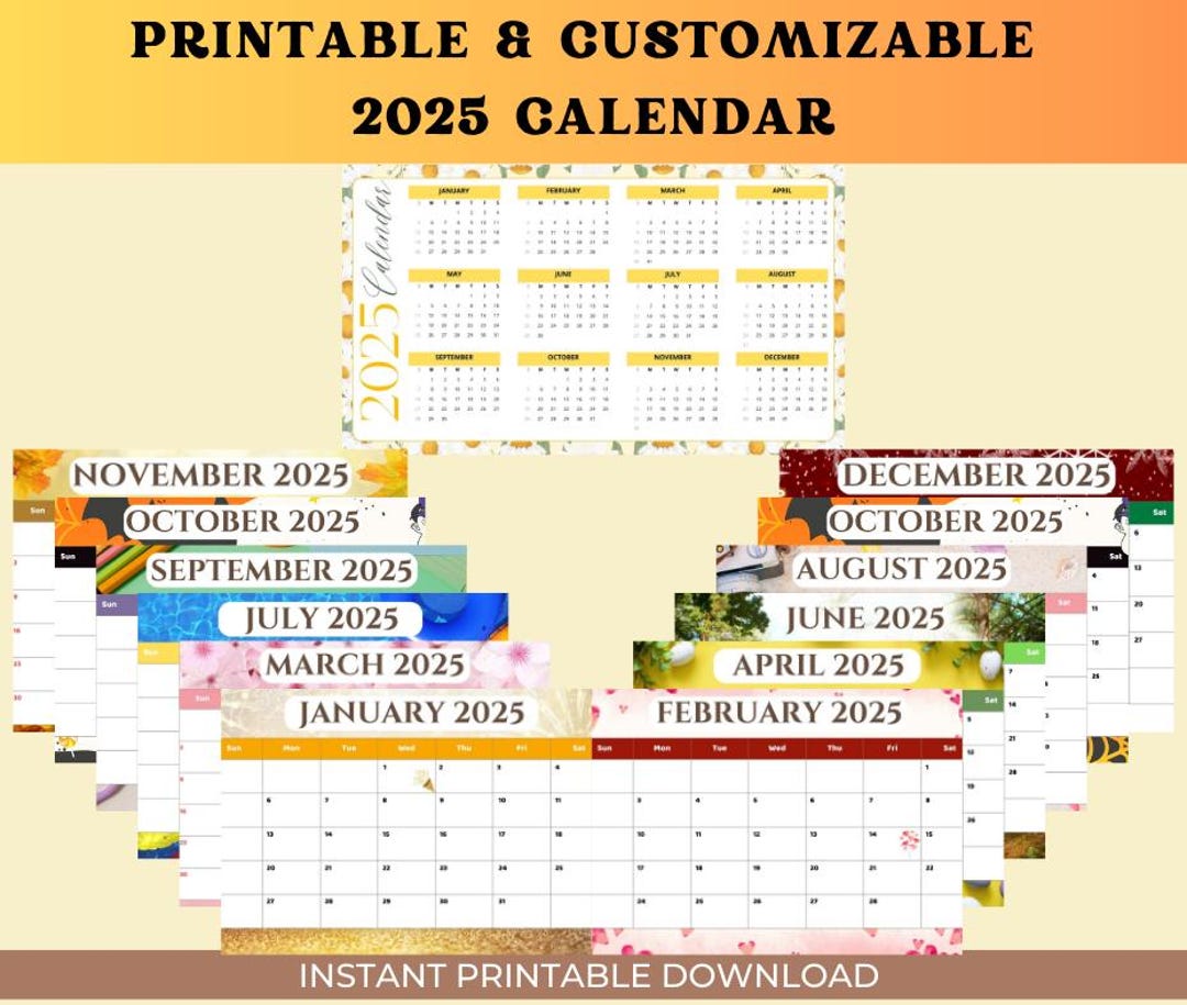 Personalized 2025 Digital Printable Calendar Planner With Editable ...