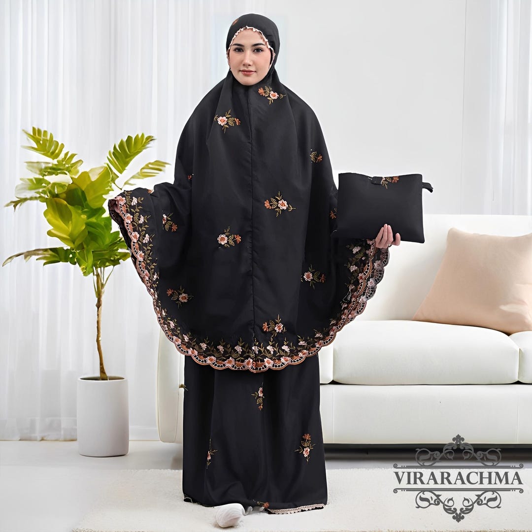 Jumbo Adult Prayer Robe With Full Embroidery, Elegant Alyssa Cotton ...