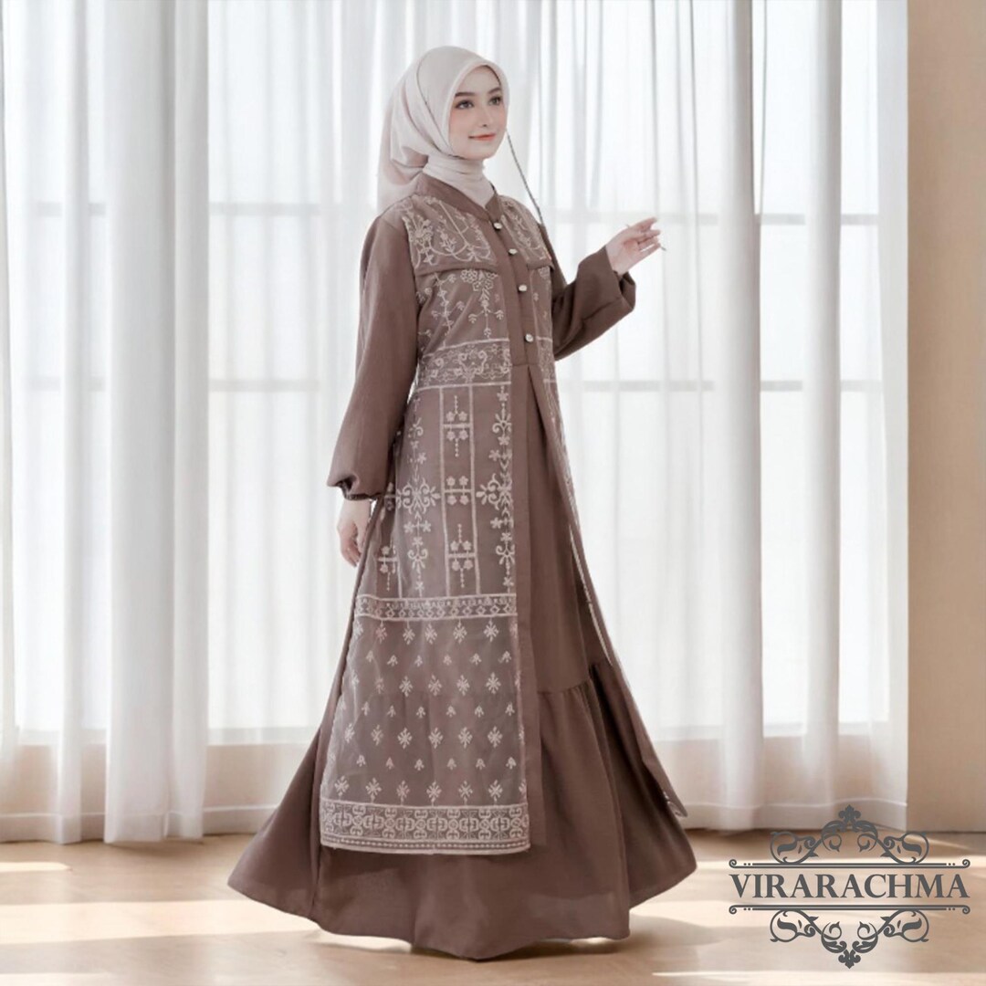 Latest Women's Brocade Gamis Dress Tile Elagan Crinkle Airflow ...