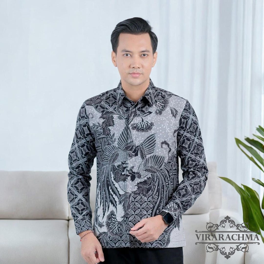 Men's Slim Fit Batik Shirt With Bhadrika Motif - Look Modern & Elegant ...