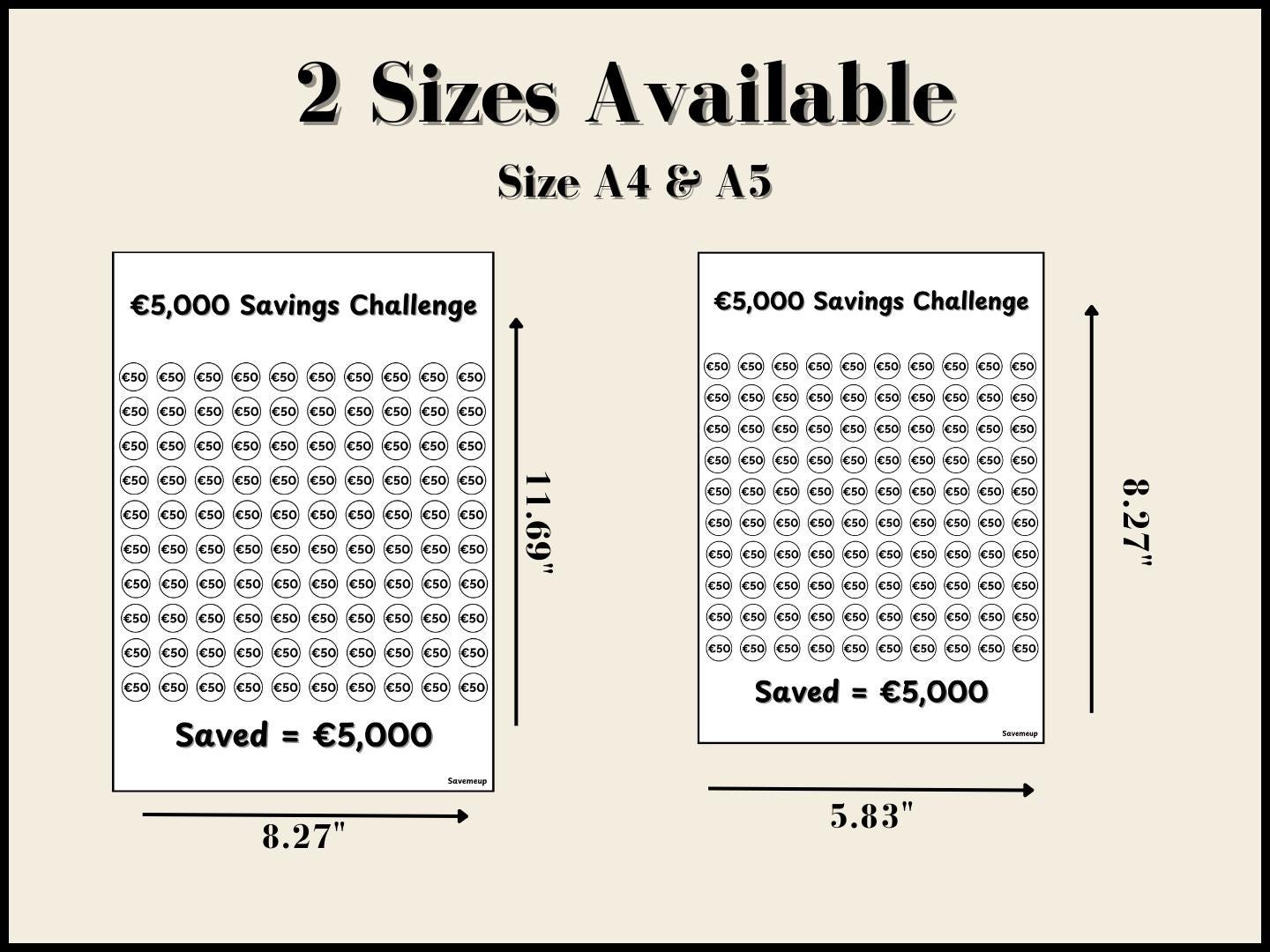 5000 Savings Challenge Printable | A4 Savings Tracker | Money Saving ...