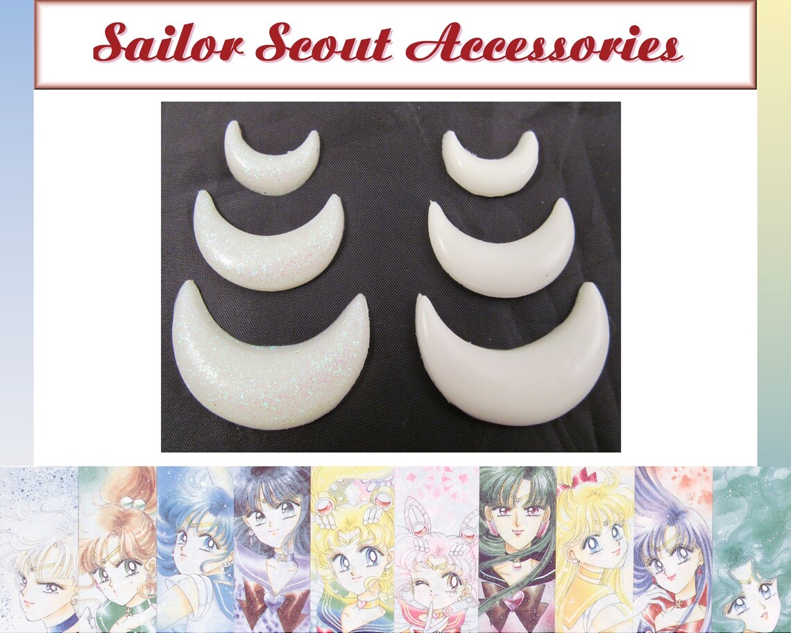 White Solid Glitter Resin Crescent Moon Costume Cosplay - Etsy