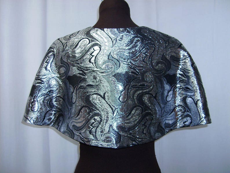 Black and Silver Capelet Brocade Victorian Wedding Bridal - Etsy