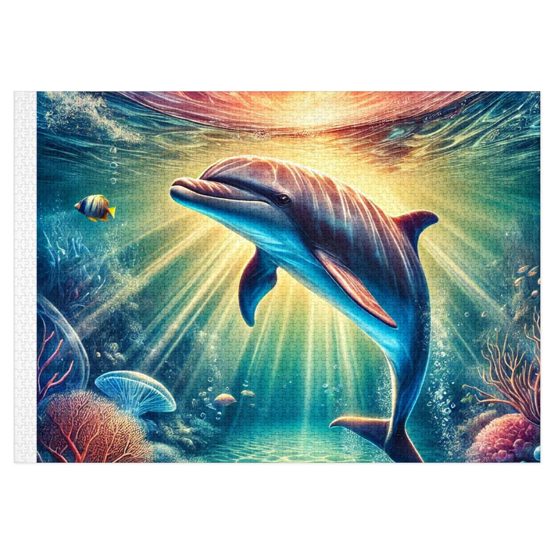 Jigsaw Puzzle: Cute Dolphin Puzzle Inspired by Christian Lassen - Etsy