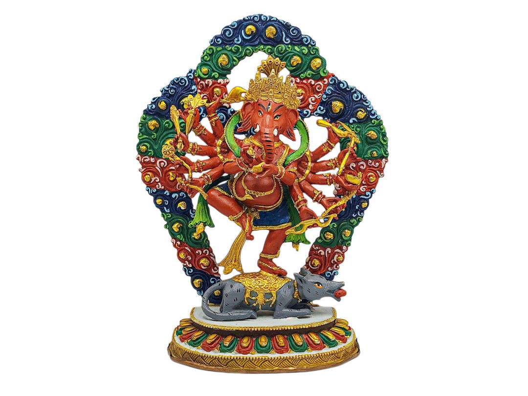 18 CM Height, Ganesh, Red Jambhala Buddhist Miniature Statue, Thangka ...
