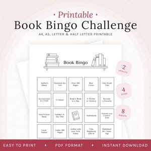 Printable Book Bingo Template, Reading Bingo Sheets, Reading Challenge ...