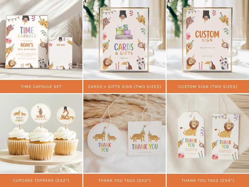 Party Animals Birthday Template Bundle, Calling All Party Animals Kids ...