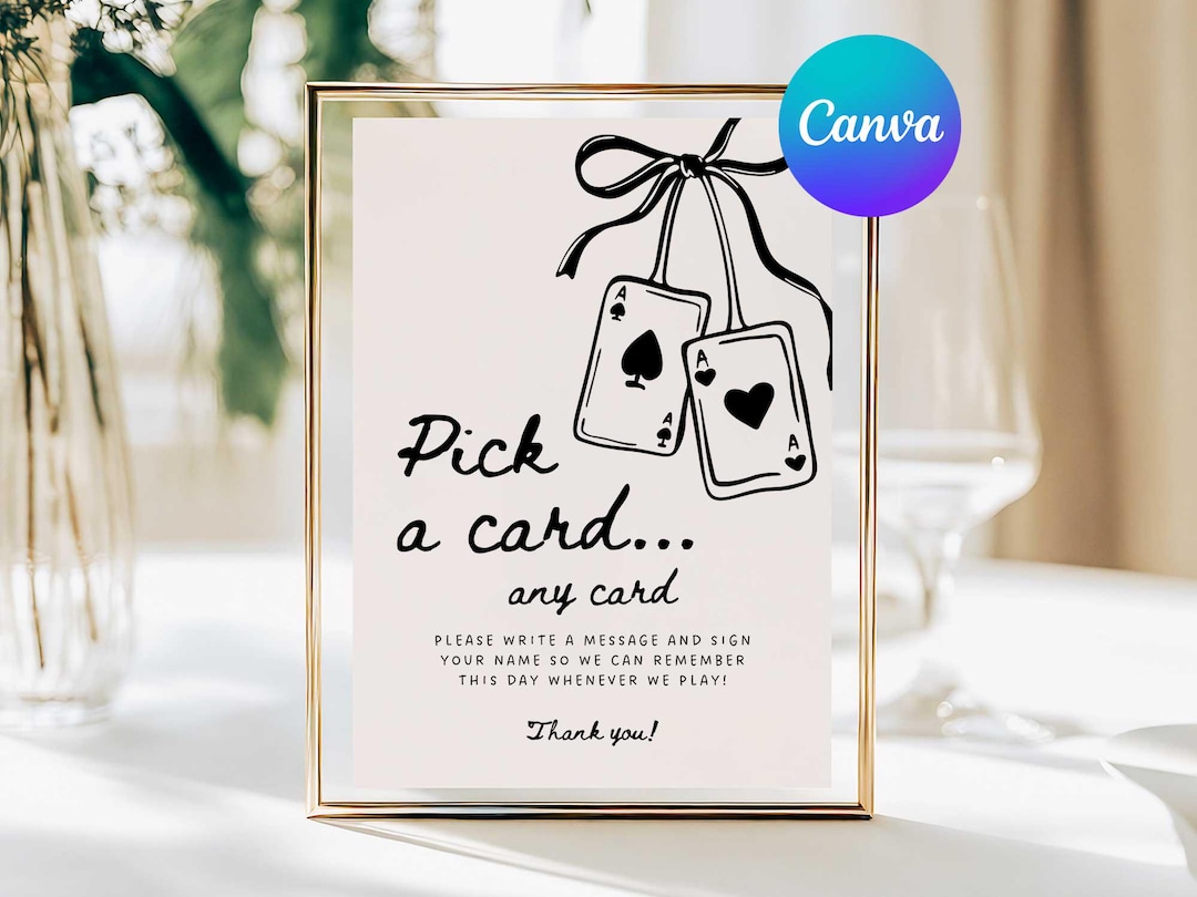 Playing Card Guest Book Sign, Pick a Card Wedding Table Sign, Unique ...