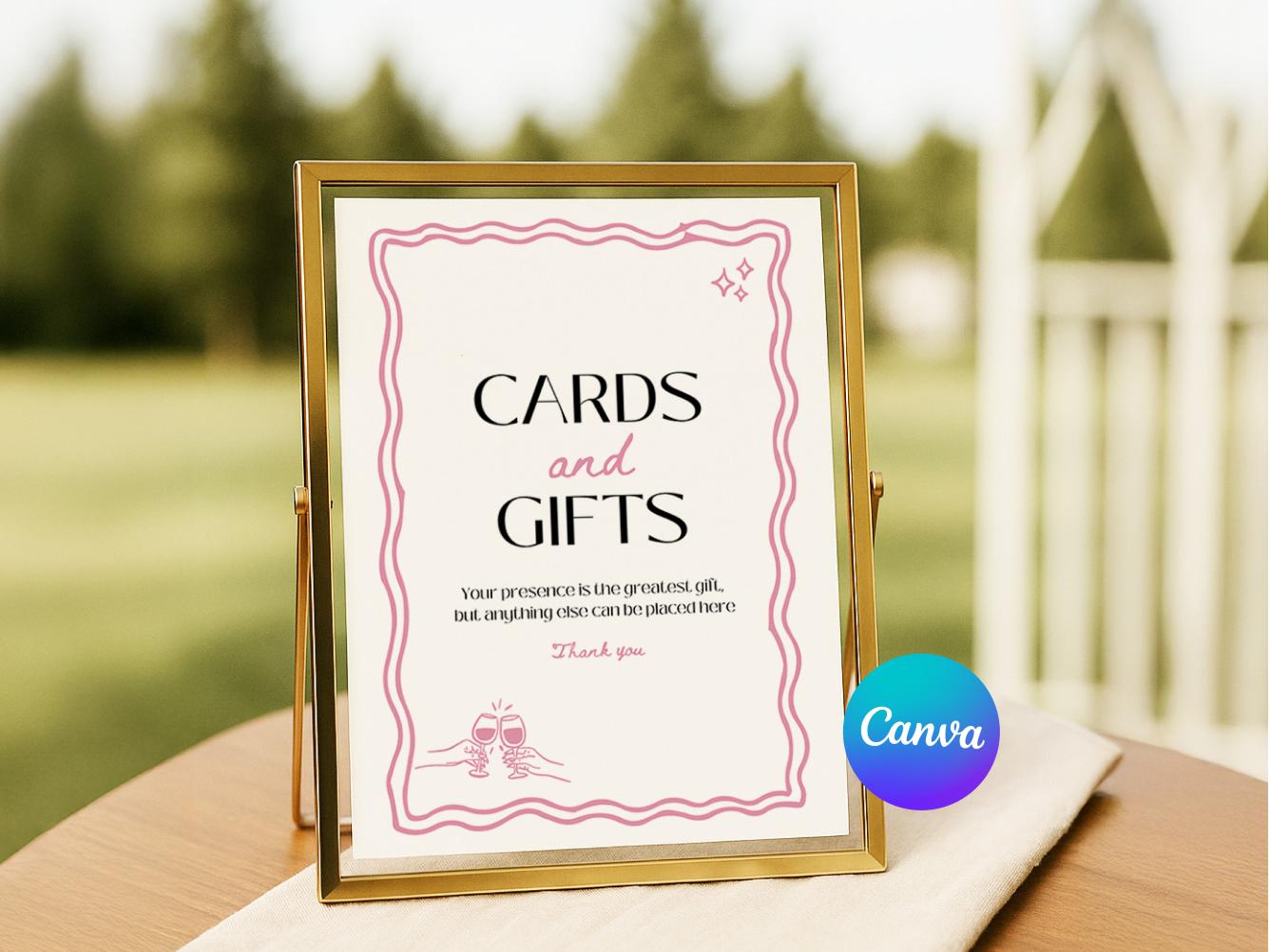Cards and Gifts Sign Template, Modern Gift Table Sign, Bridal Shower ...