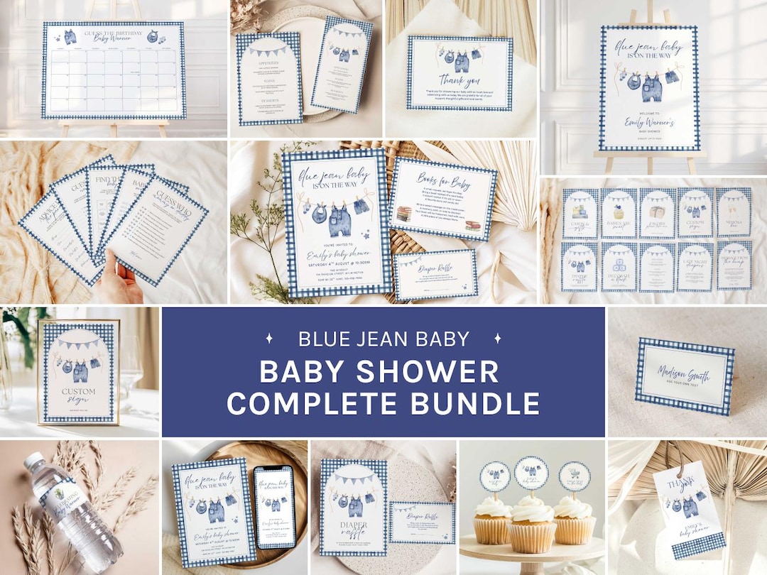Complete Blue Jean Baby Shower Bundle, Denim Western Baby Shower Bundle ...