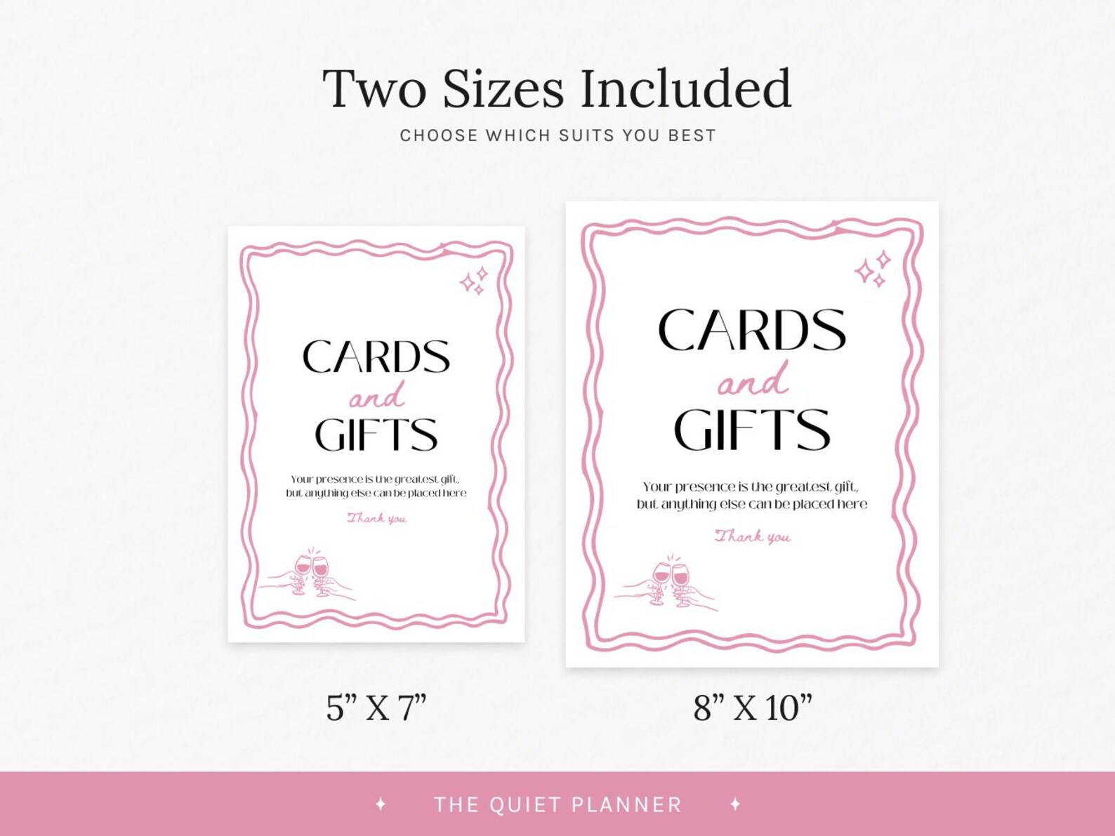 Cards and Gifts Sign Template, Modern Gift Table Sign, Bridal Shower ...
