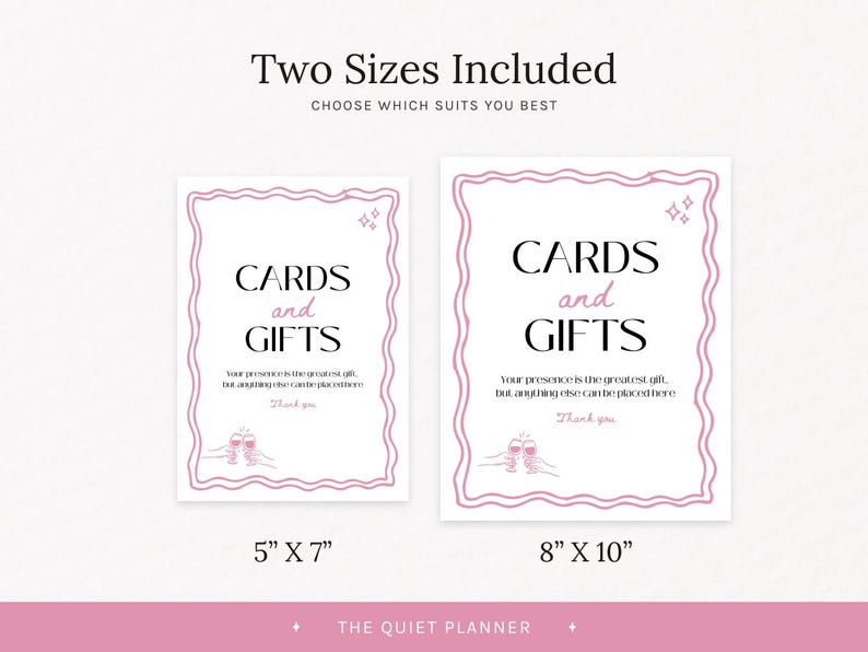 Cards and Gifts Sign Template, Modern Gift Table Sign, Bridal Shower ...