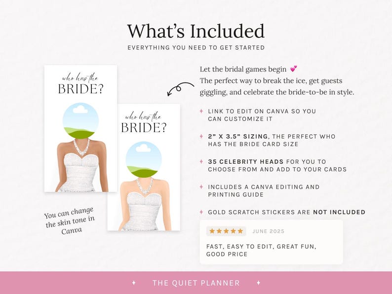 Editable Who Has the Bride Game: Scratch-off Bridal Shower Game (canva ...
