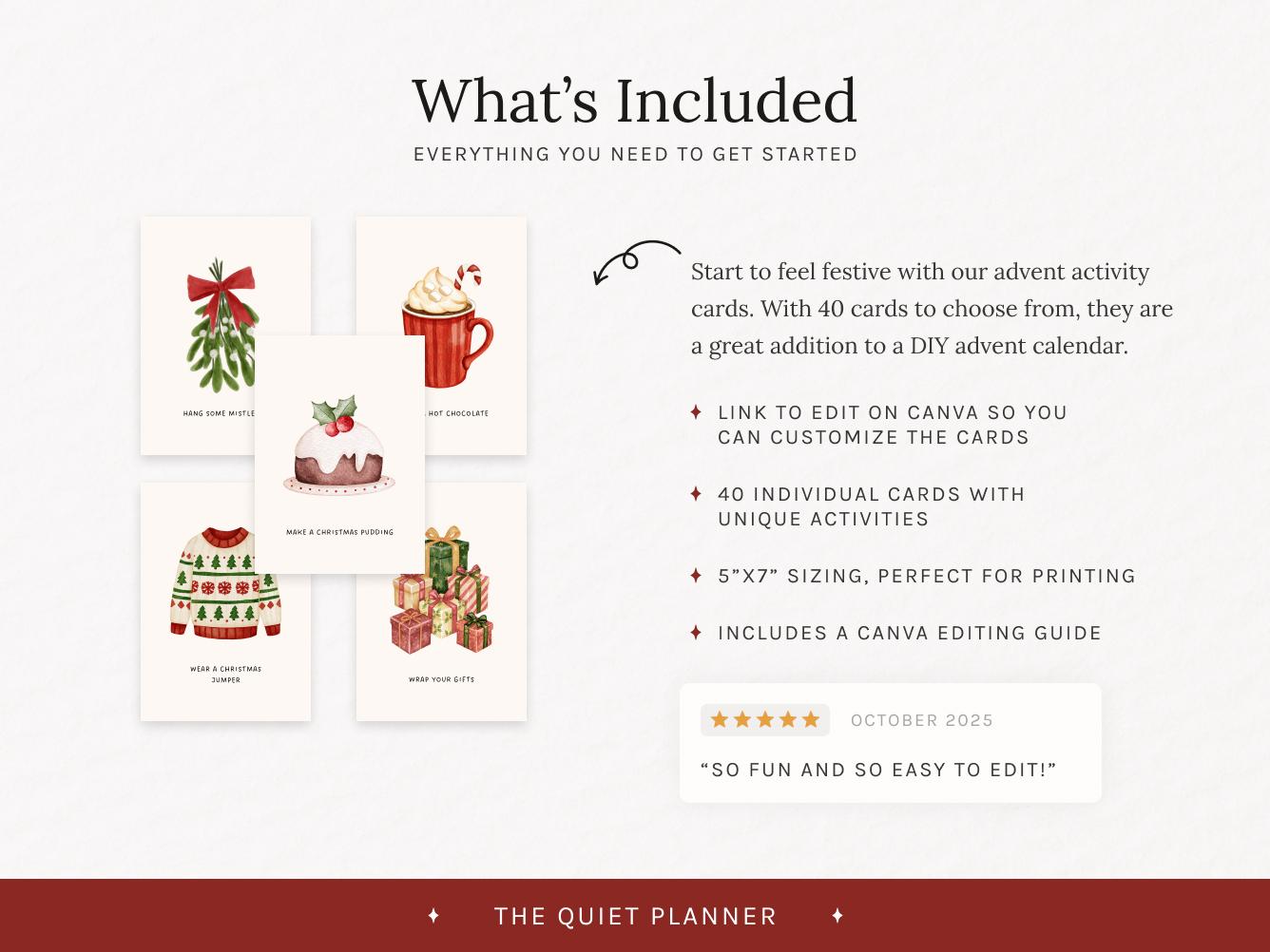 40 Editable Christmas Advent Activity Cards, Christmas Bucket List ...