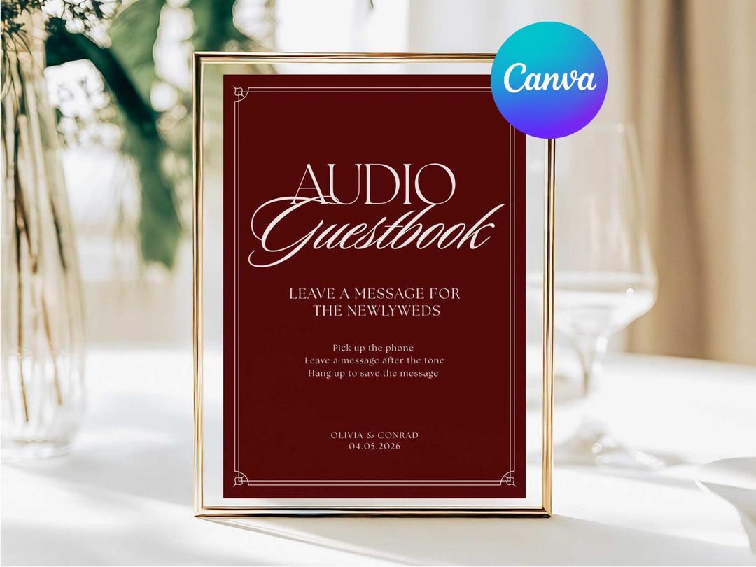 Luxury Audio Guestbook Sign Template, Retro Wedding Audio Guestbook ...