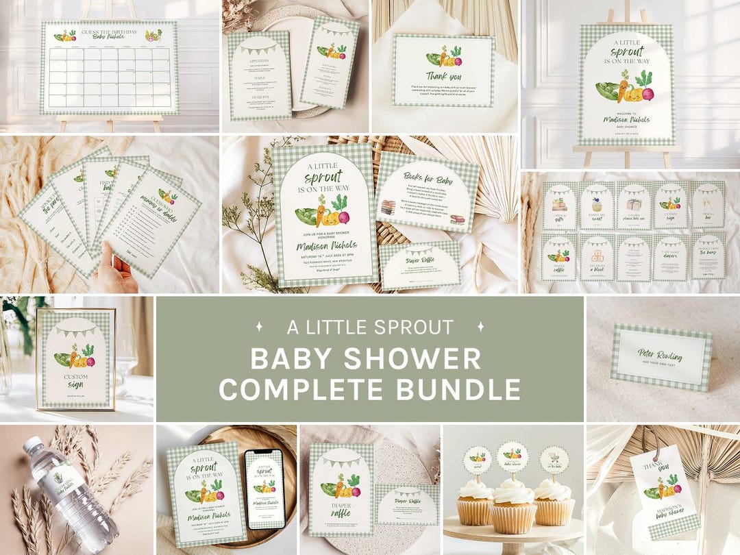 Little Sprout on the Way Baby Shower Bundle, Garden Veggies Theme ...