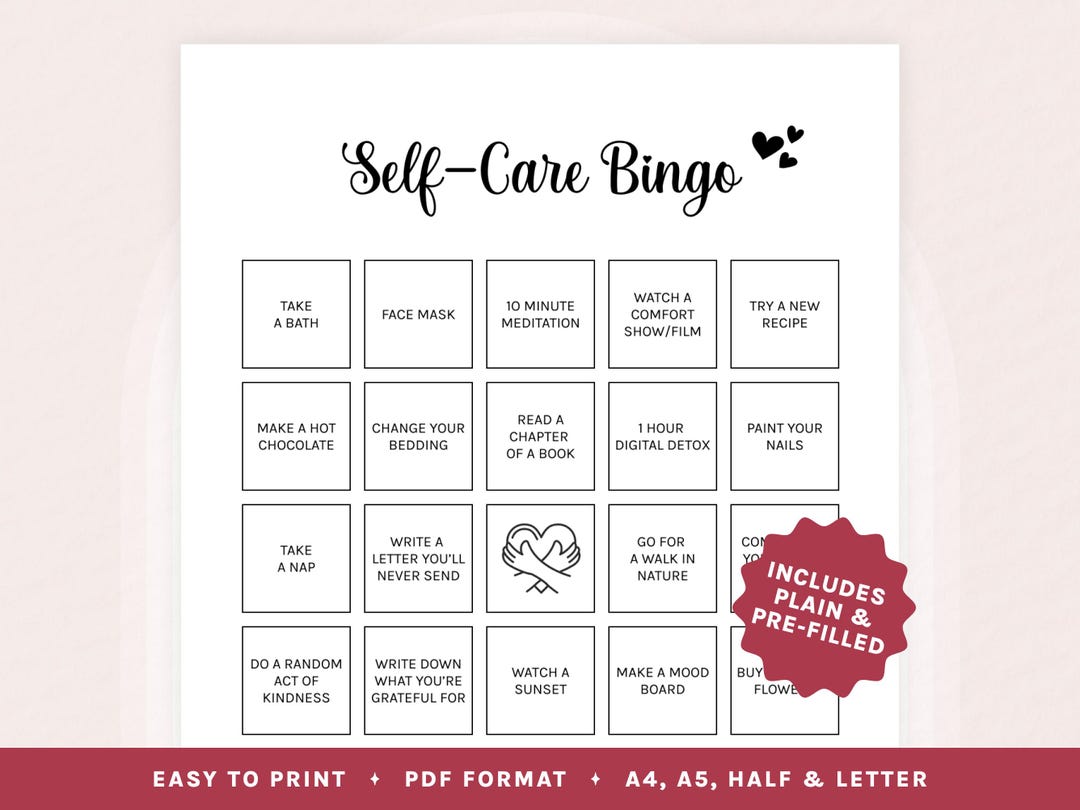 Self Care Bingo Printable Template, Wellness Bingo Sheets, Self-care ...