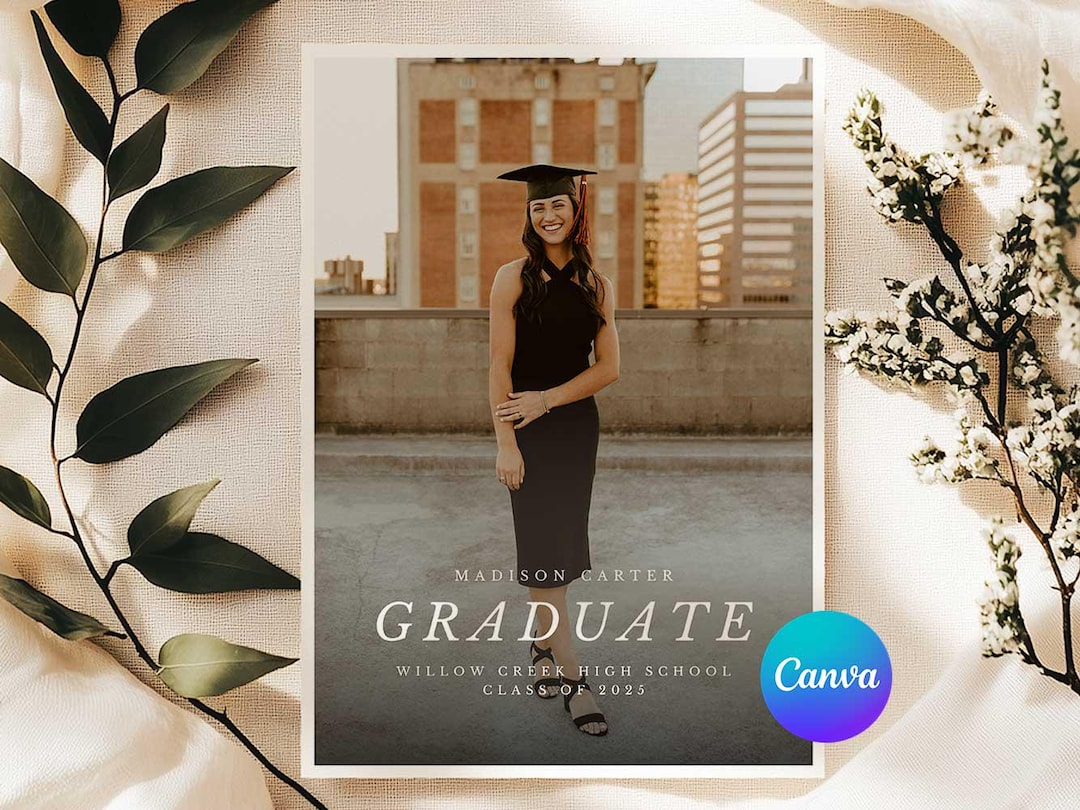 Editable Graduation Announcement Template, Canva Graduation Card ...