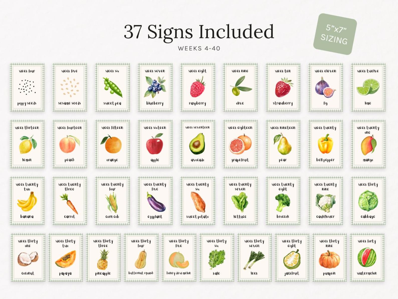 Fruit & Vegetable Pregnancy Milestone Cards, Printable Locally Grown ...