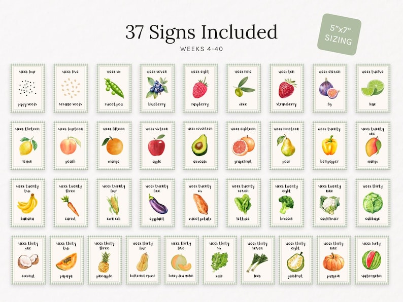Fruit & Vegetable Pregnancy Milestone Cards, Printable Locally Grown ...