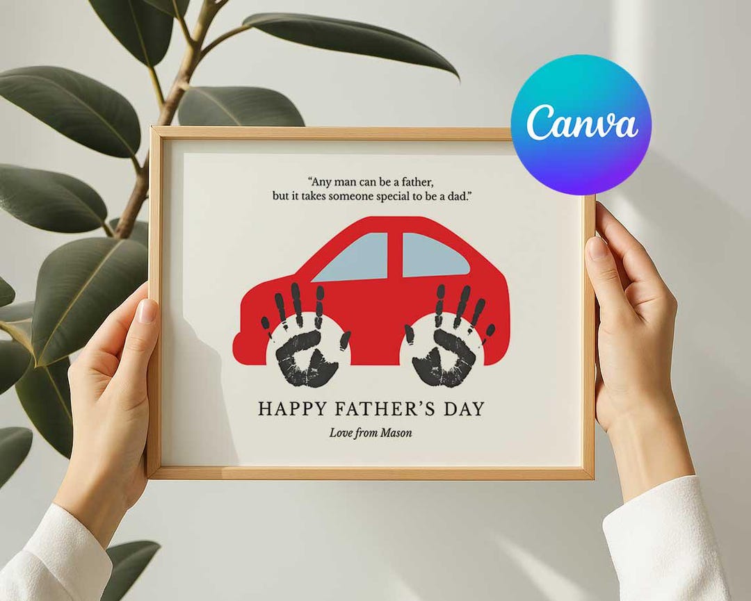 Father's Day Car Handprint Printable Gift, Fathers Day DIY Craft Gift ...
