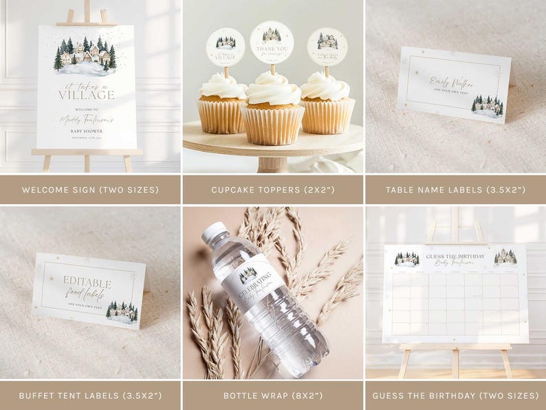 It Takes a Village Shower Template Bundle, Holiday Winter Baby Shower ...