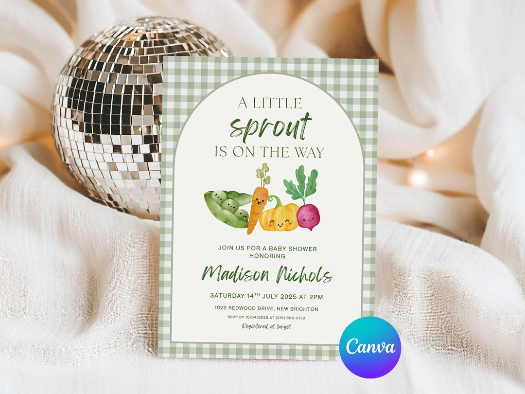 Little Sprout Baby Shower Invite Template, A Little Sprout is on the ...