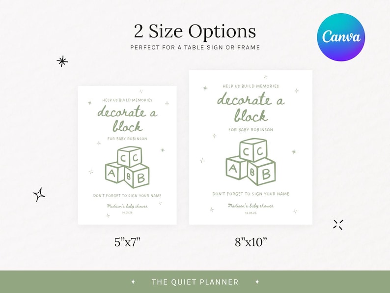 Sage Decorate A Block Baby Shower Sign Template, Baby Shower Decorate a ...