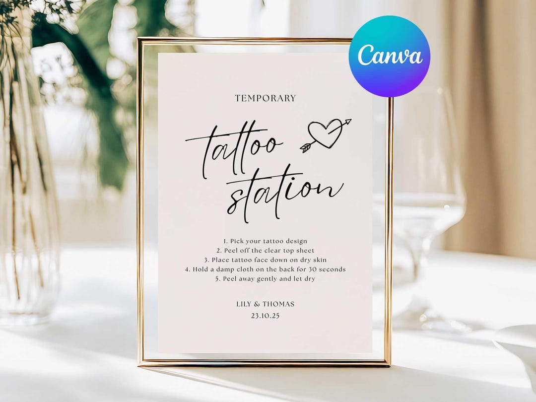 Tattoo Station Wedding Sign, Temporary Tattoo Station Favour Sign ...