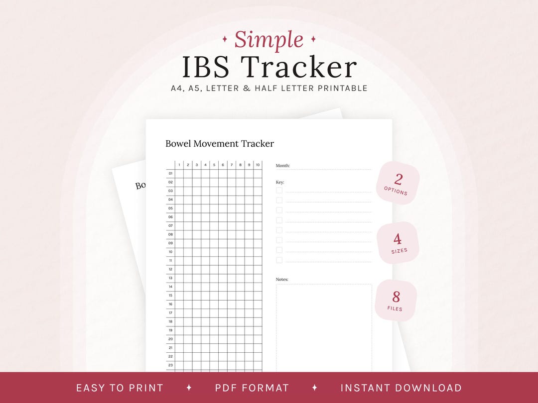 Printable Bowel Movement Tracker, IBS Tracker, Poop Tracker, Digestive ...
