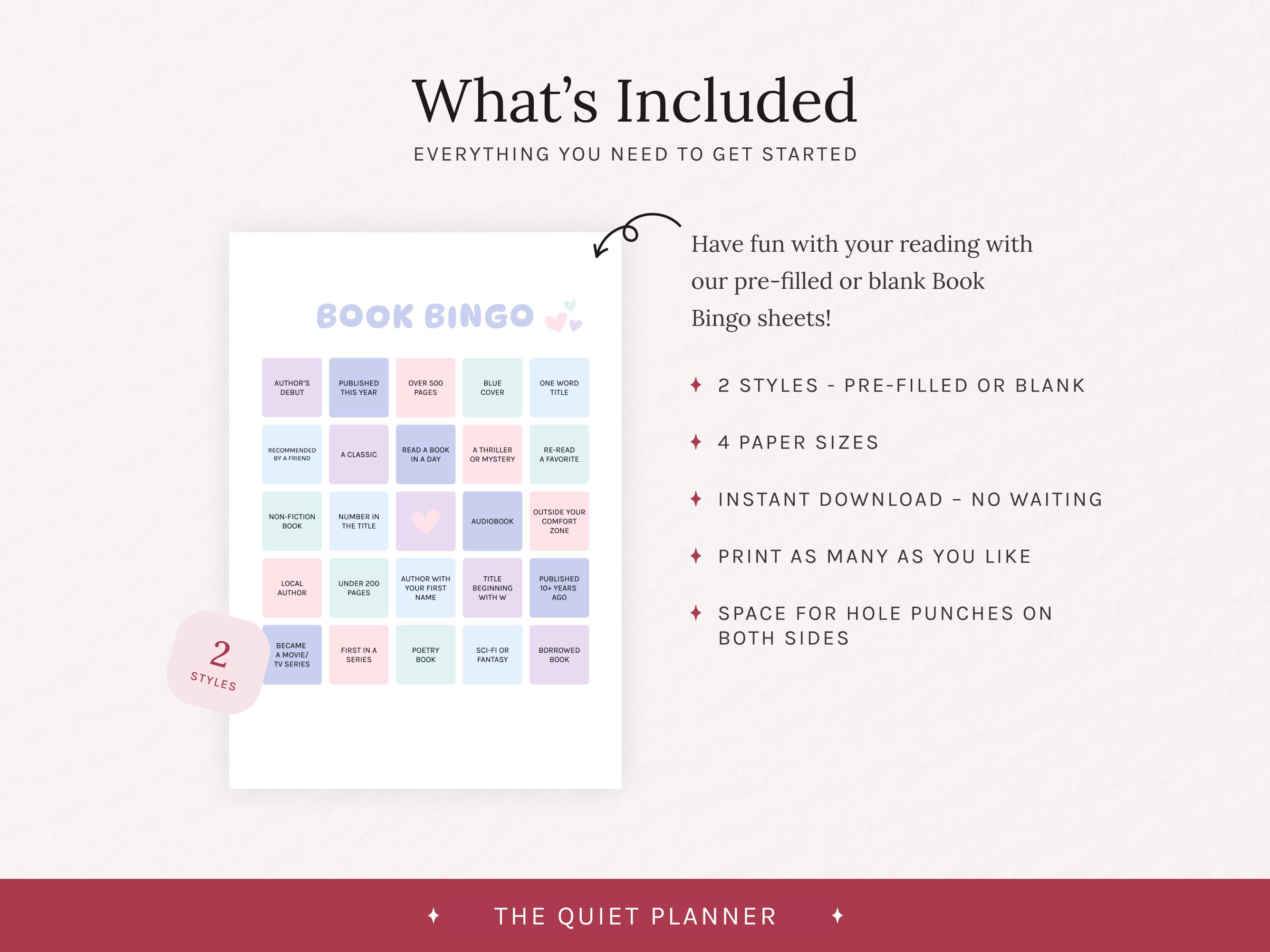 Pastel Book Bingo Template, Printable Reading Bingo Sheets, Reading ...