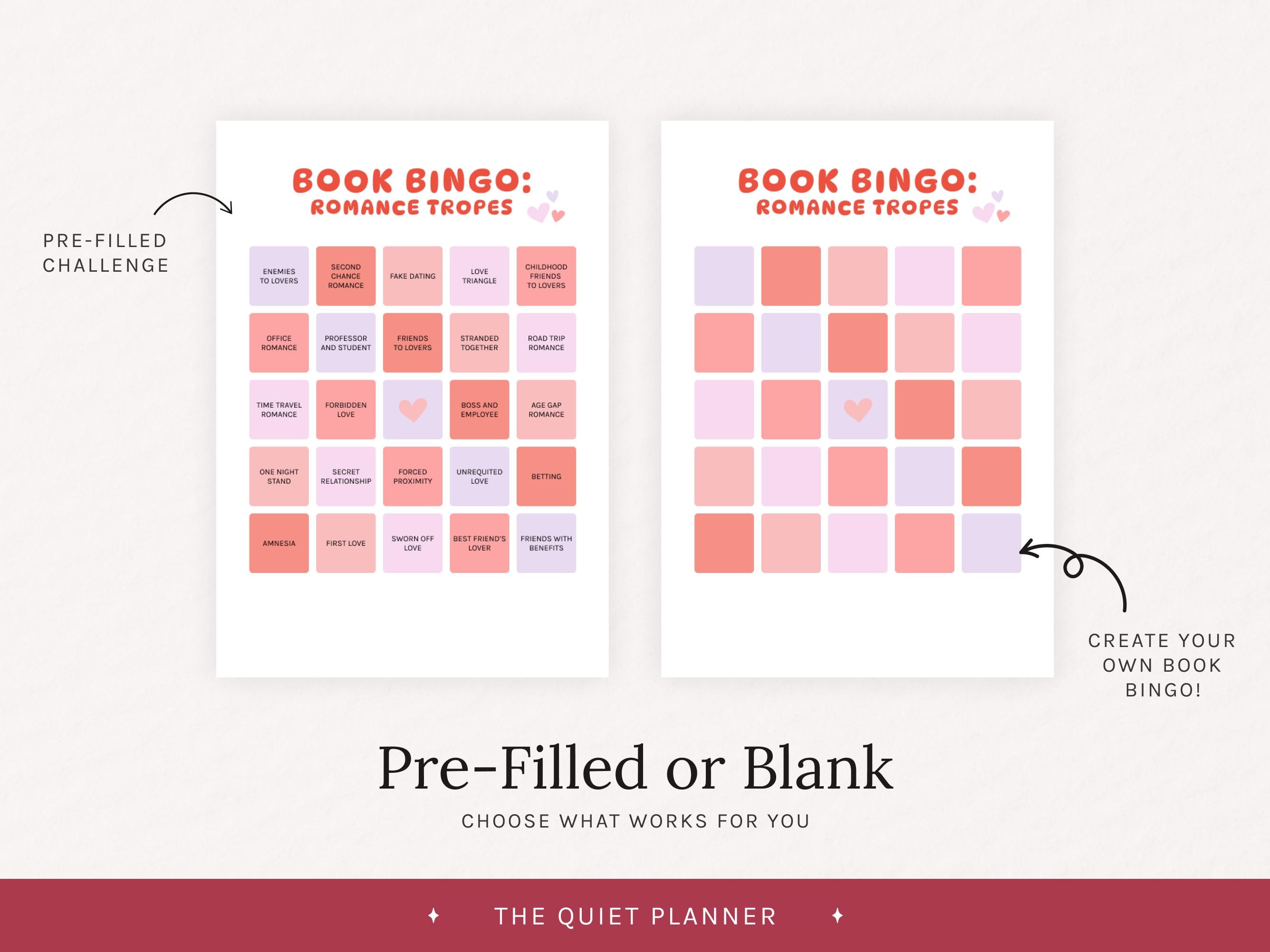 Romance Tropes Book Bingo Template, Romantic Spicy Smut Reading Bingo ...