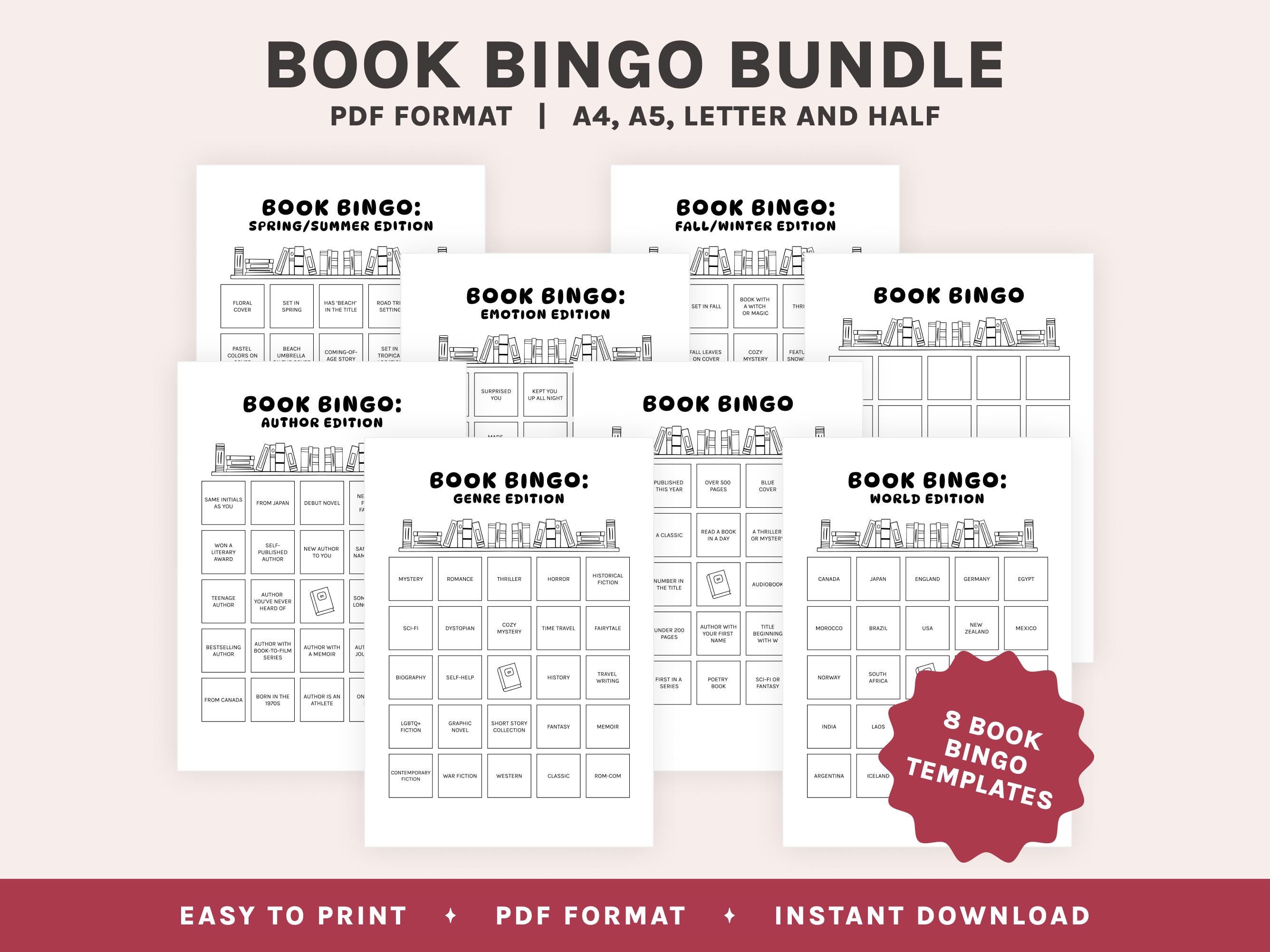 Printable Book Bingo Bundle: Reading Challenge Games (PDF) - Etsy
