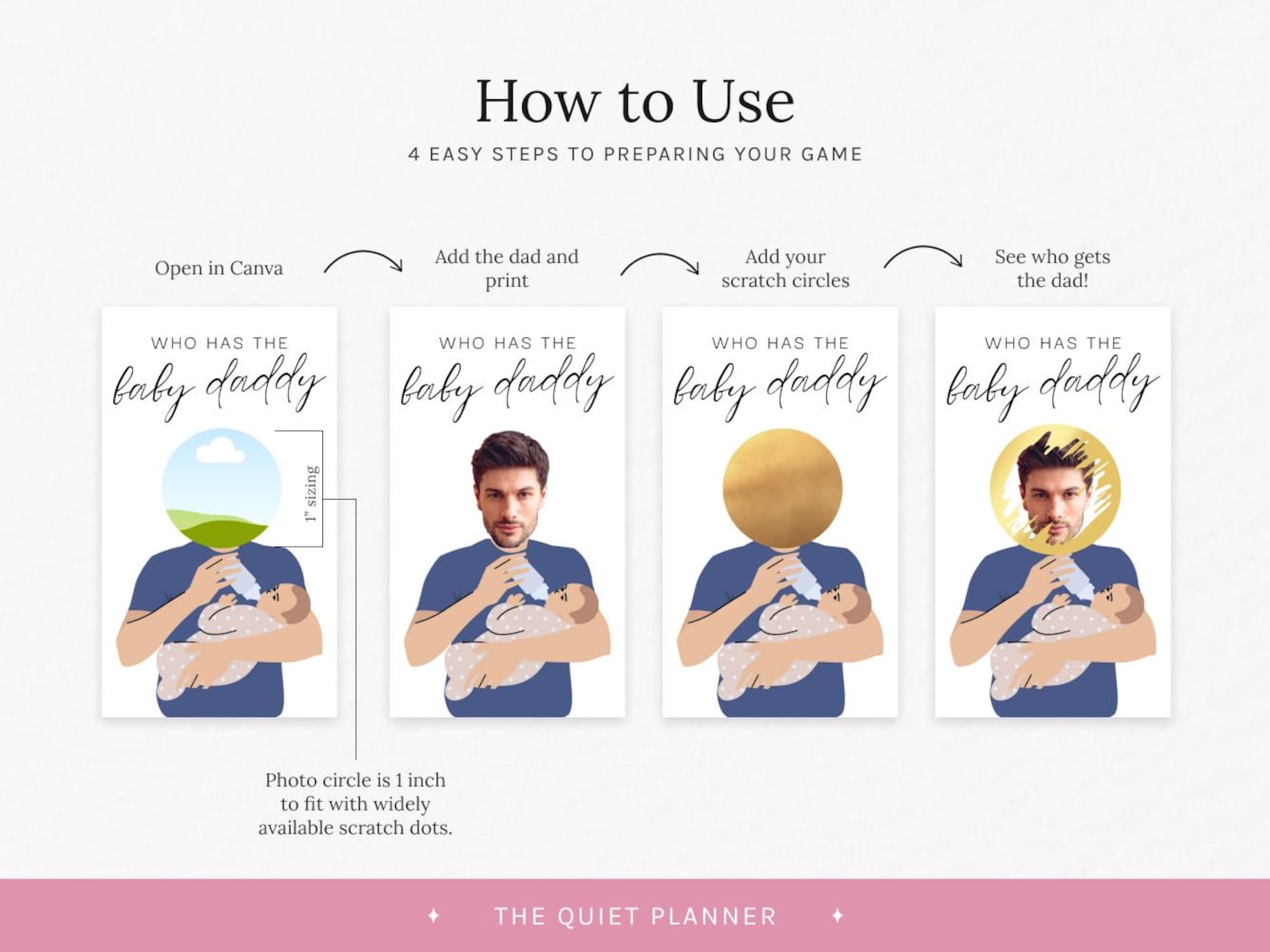 Editable Who Has the Baby Daddy Baby Shower Game, Scratch off Find the ...