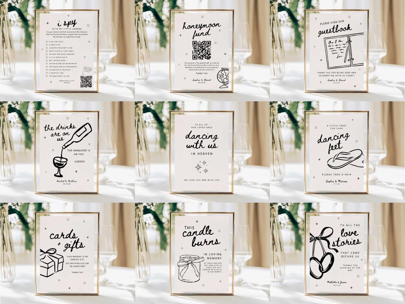 Wedding Table Sign Bundle, Editable Whimsical Wedding Sign Template ...