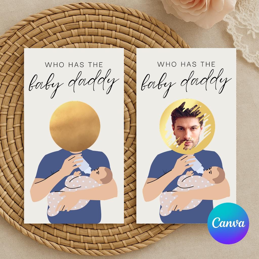 Editable Who Has the Baby Daddy Baby Shower Game, Scratch off Find the ...
