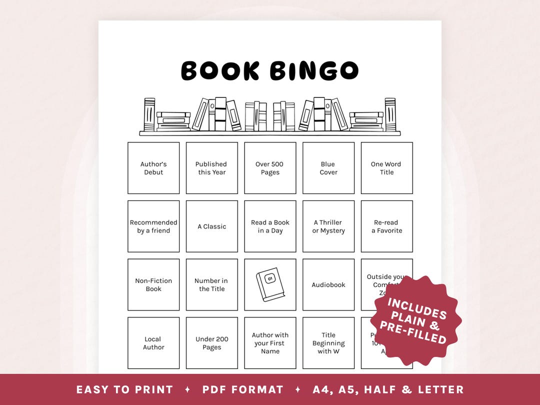 Book Bingo Printable Template, Reading Bingo Sheets, Reading Challenge ...
