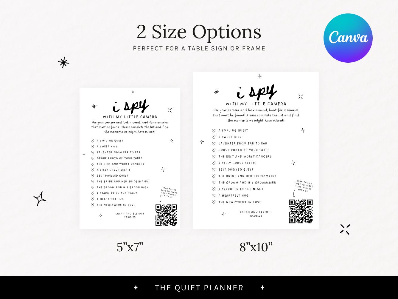 I Spy Wedding Game Sign Template, Whimsical Wedding Photo Hunt Game ...