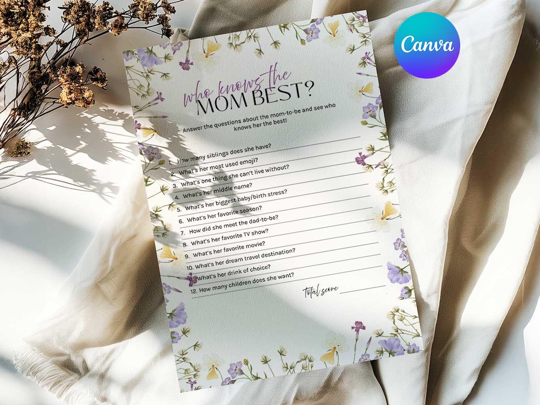 Who Knows the Mom Best Game, How Well Do You Know the Mom-to-be, Trivia ...