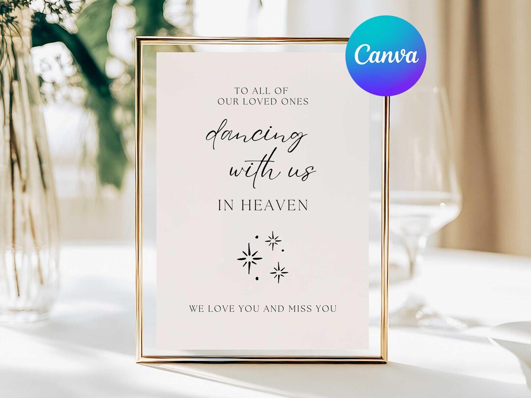 Dancing With Us in Heaven Sign Template, Custom Wedding Memorial Sign ...