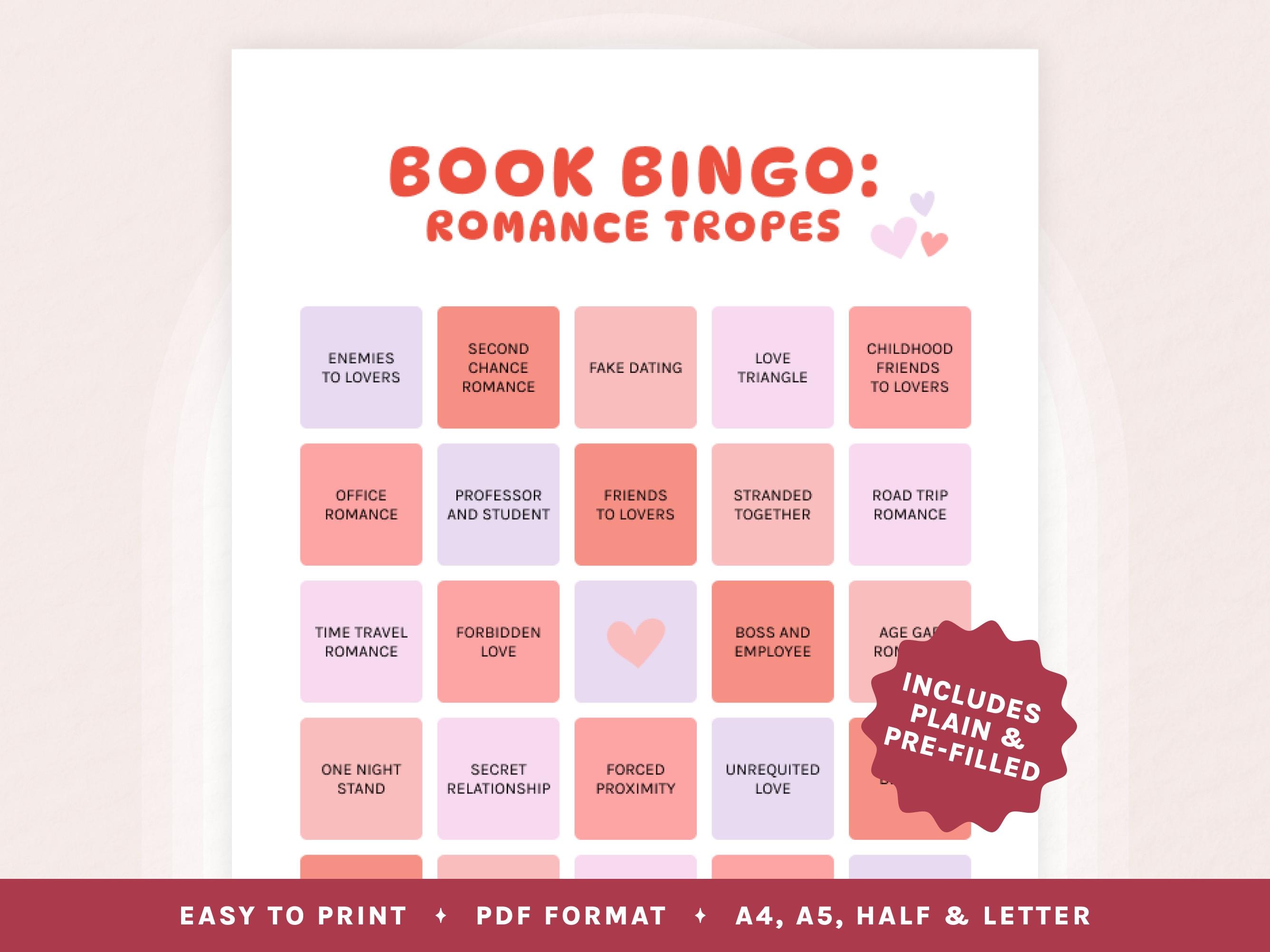 Romance Tropes Book Bingo Template, Romantic Spicy Smut Reading Bingo ...