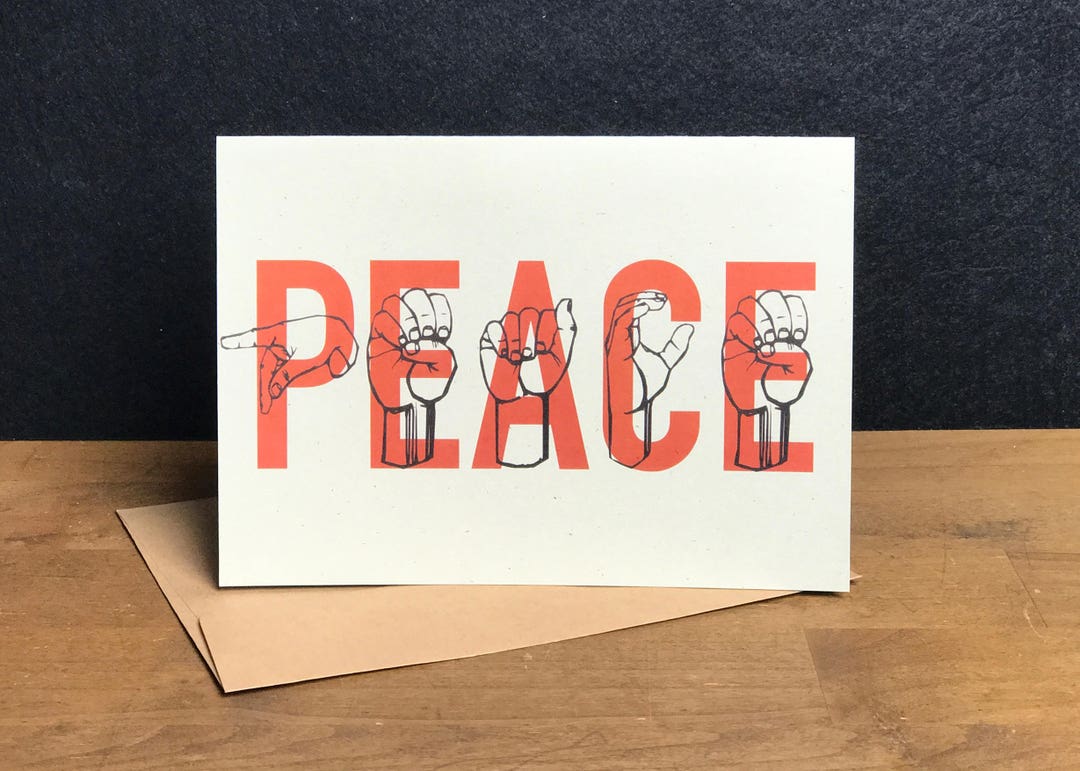 PEACE - Sign Language & Typography - Greeting Card - Etsy