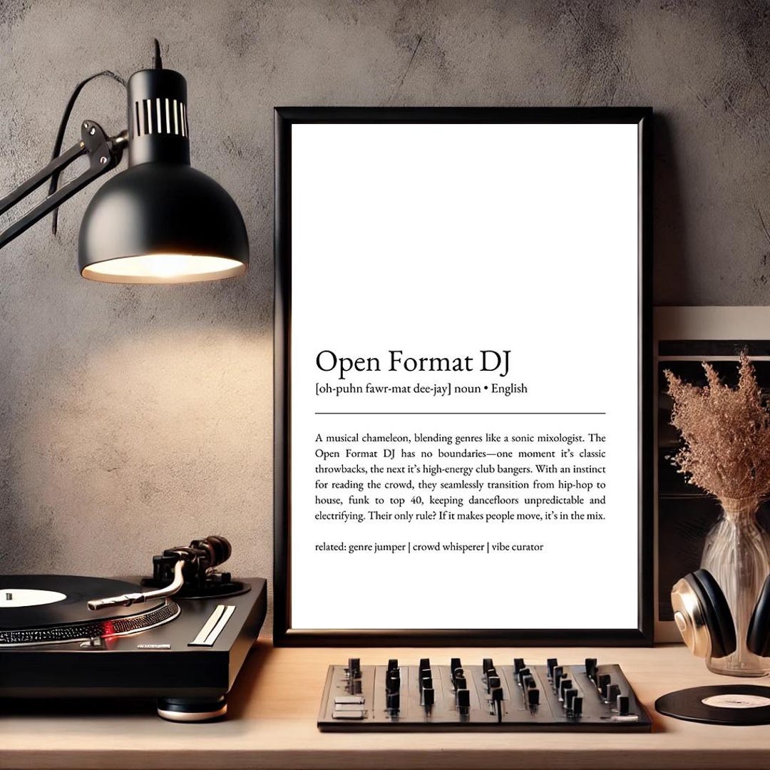 Open Format DJ Definition Poster | Minimalistische Musik Wandkunst ...