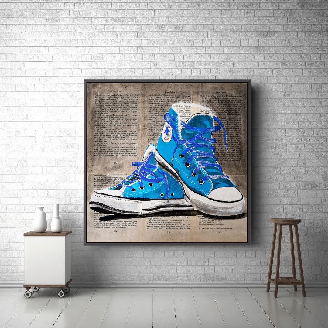 Collage Pop Art Converse Canvas Art, Bold Colorful Sneaker Art Print ...