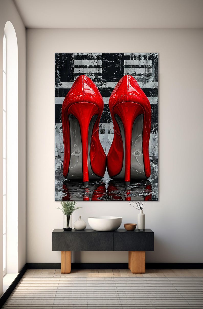 Red Stiletto Pop Art Painting, Bold Fashion Canvas Art, Modern Decor ...