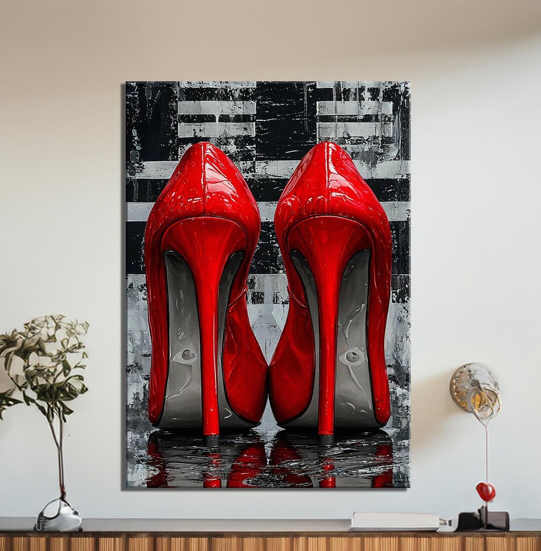 Red Stiletto Pop Art Painting, Bold Fashion Canvas Art, Modern Decor ...