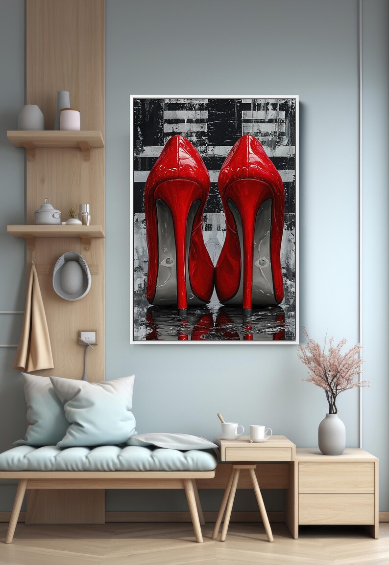 Red Stiletto Pop Art Painting, Bold Fashion Canvas Art, Modern Decor ...